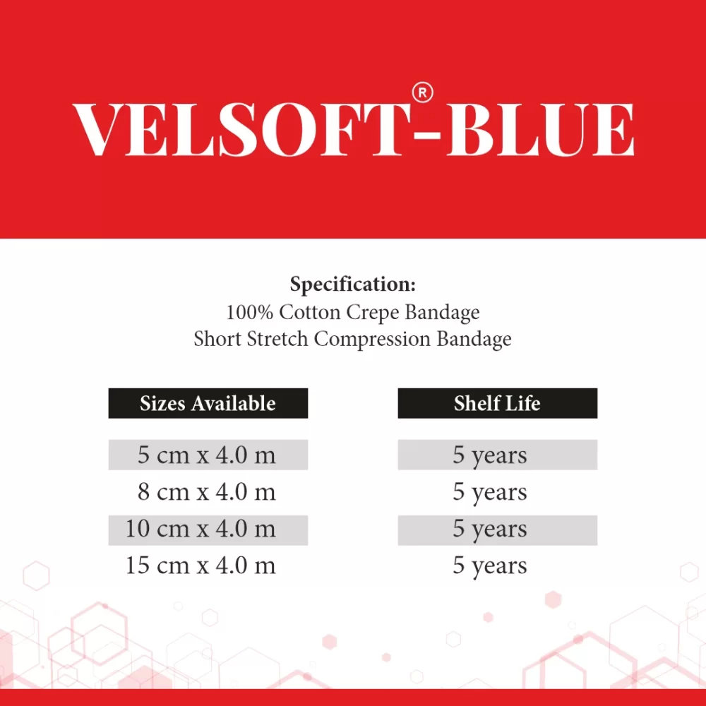 Velsoft -Blue Compression Bandage – Secure & Stretchable